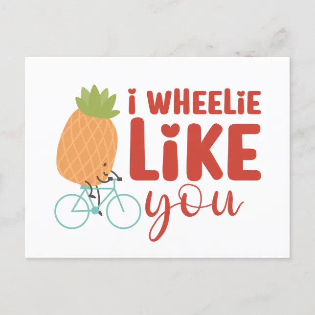 I Wheelie Like You Cute Pun Funny Valentine's Day Postcard | Zazzle