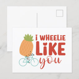 I Wheelie Like You Cute Pun Funny Valentine's Day Postcard | Zazzle