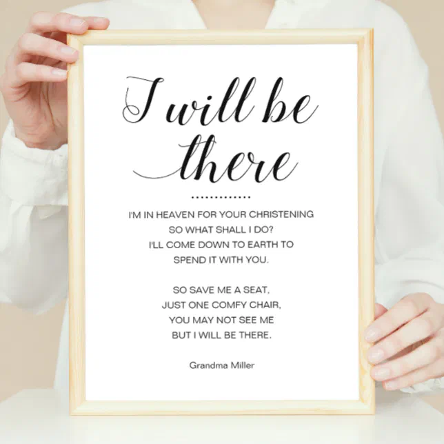 I Will Be There Memorial Poem For Christening Poster | Zazzle