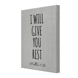 I will give you rest Bible Verse Scripture Canvas Print | Zazzle