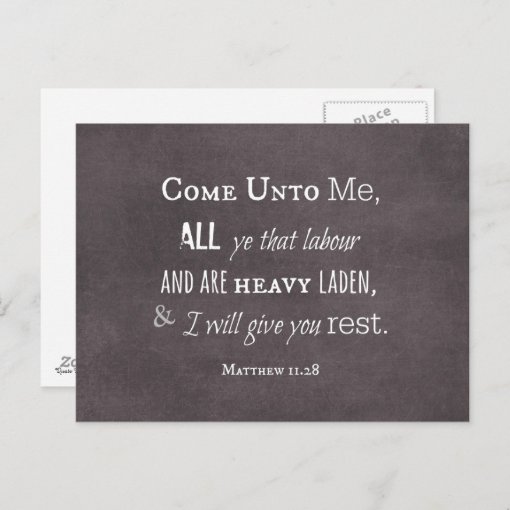 I will give you rest Bible Verse Scripture Postcard | Zazzle