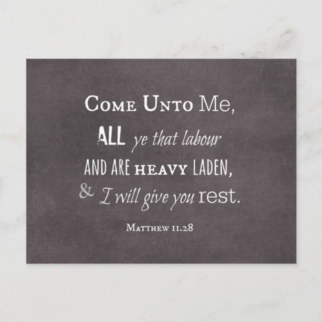 I will give you rest Bible Verse Scripture Postcard | Zazzle