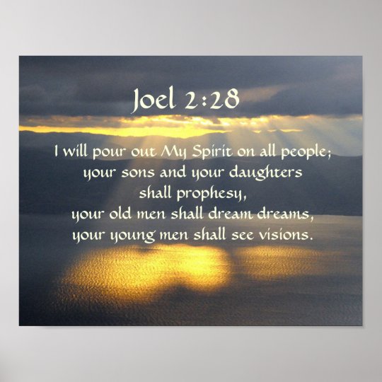 I will pour out My Spirit Joel 2 28, Bible Verse Poster | Zazzle.com