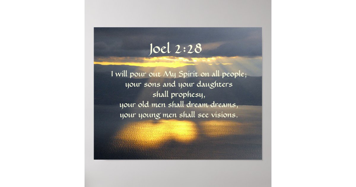 I will pour out My Spirit Joel 2 28, Bible Verse Poster | Zazzle