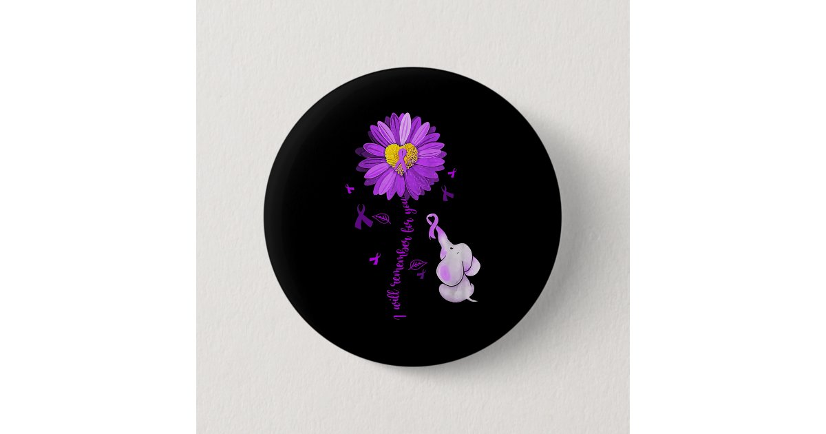 I Will Remember For You Elephant Alzheimer's Aware Button | Zazzle