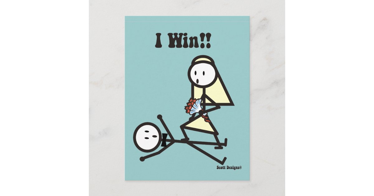 I Win Wedding Postcard | Zazzle