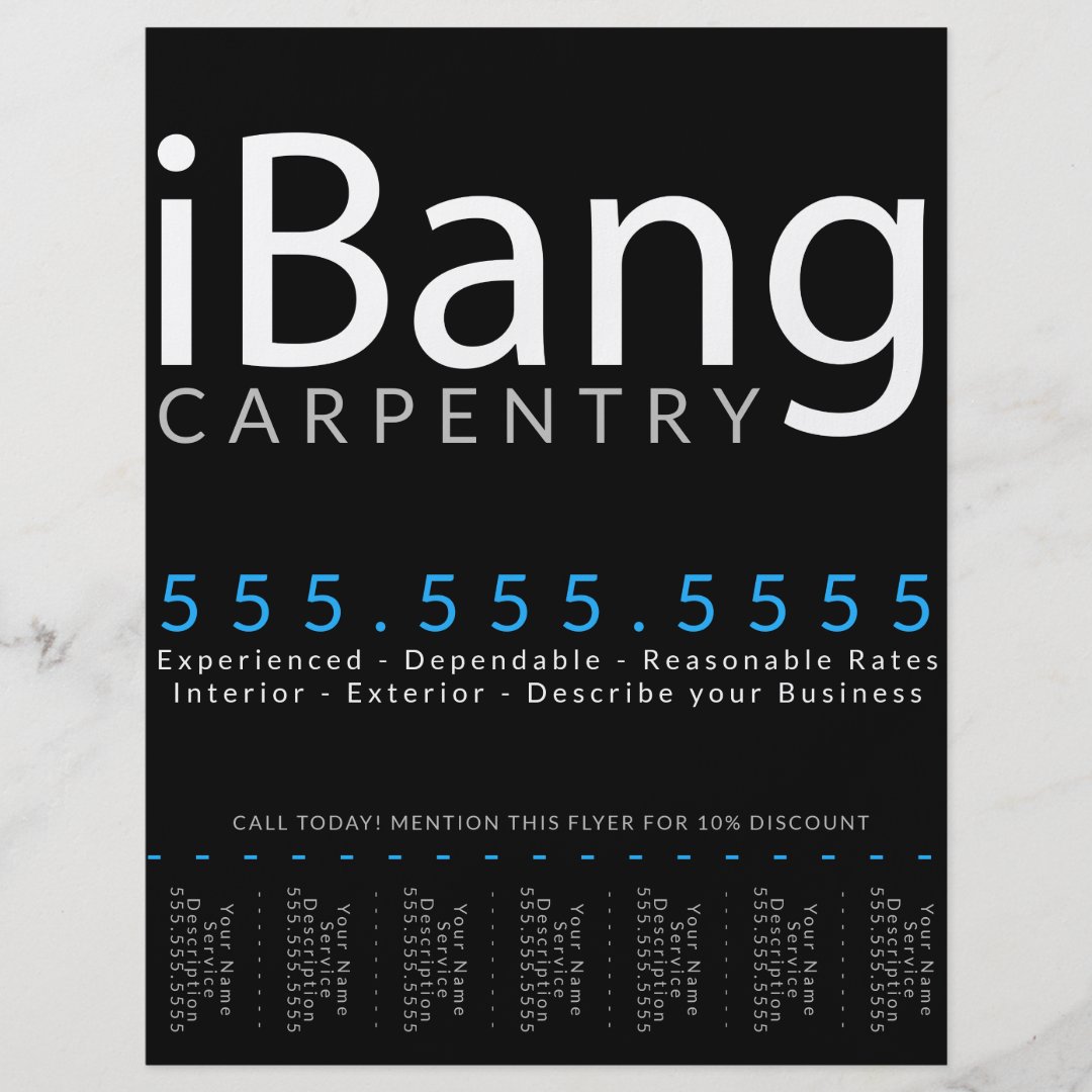 iBang. Carpentry Roofer Renovation Tearsheet Ad Flyer | Zazzle
