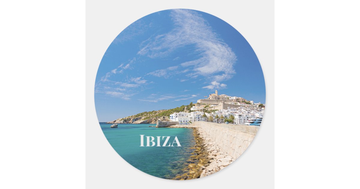 Ibiza, scenic view, Spain Classic Round Sticker | Zazzle