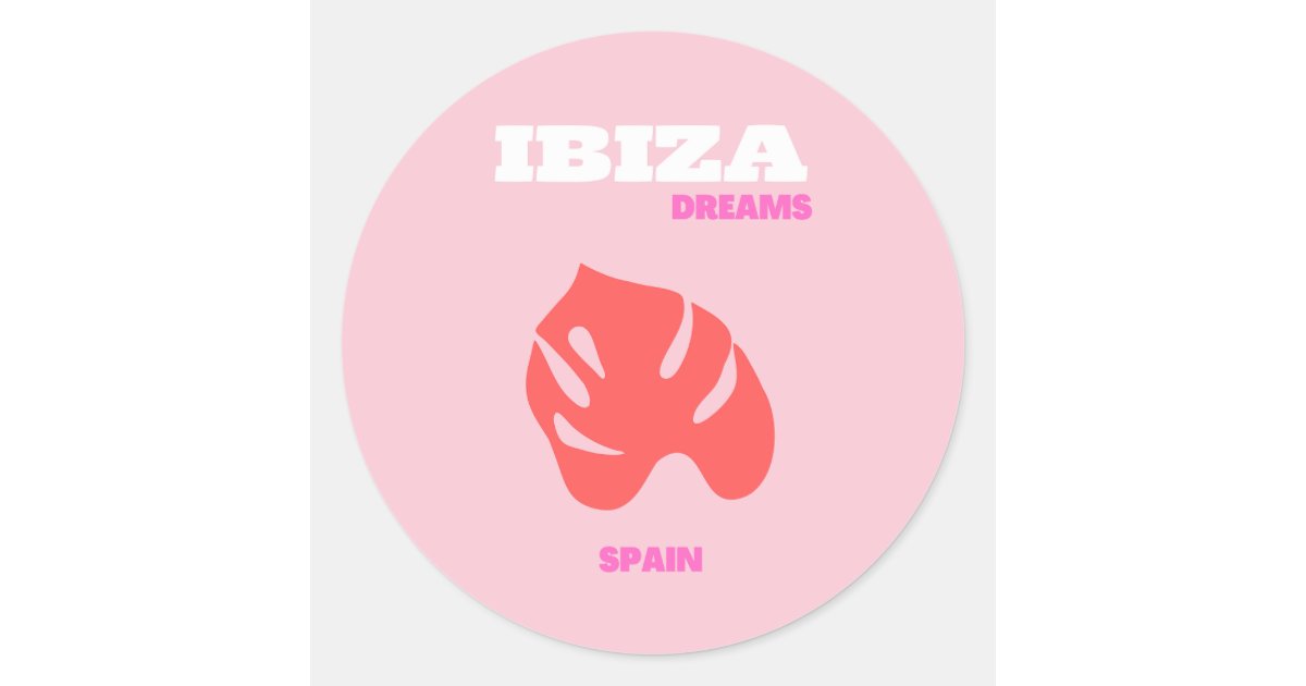 Ibiza, Spain, Preppy, Preppy Room, Pink Classic Round Sticker | Zazzle
