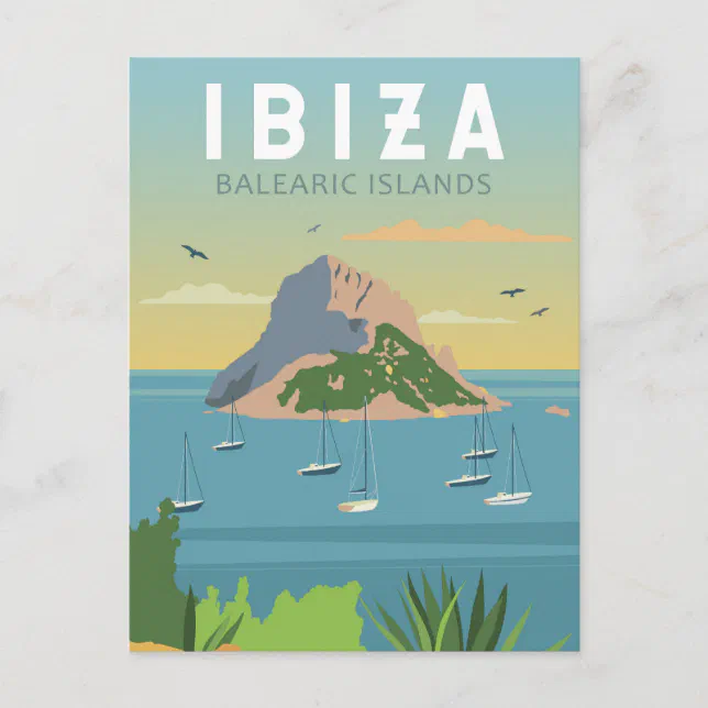 Ibiza Spain Travel Vintage Art Postcard | Zazzle