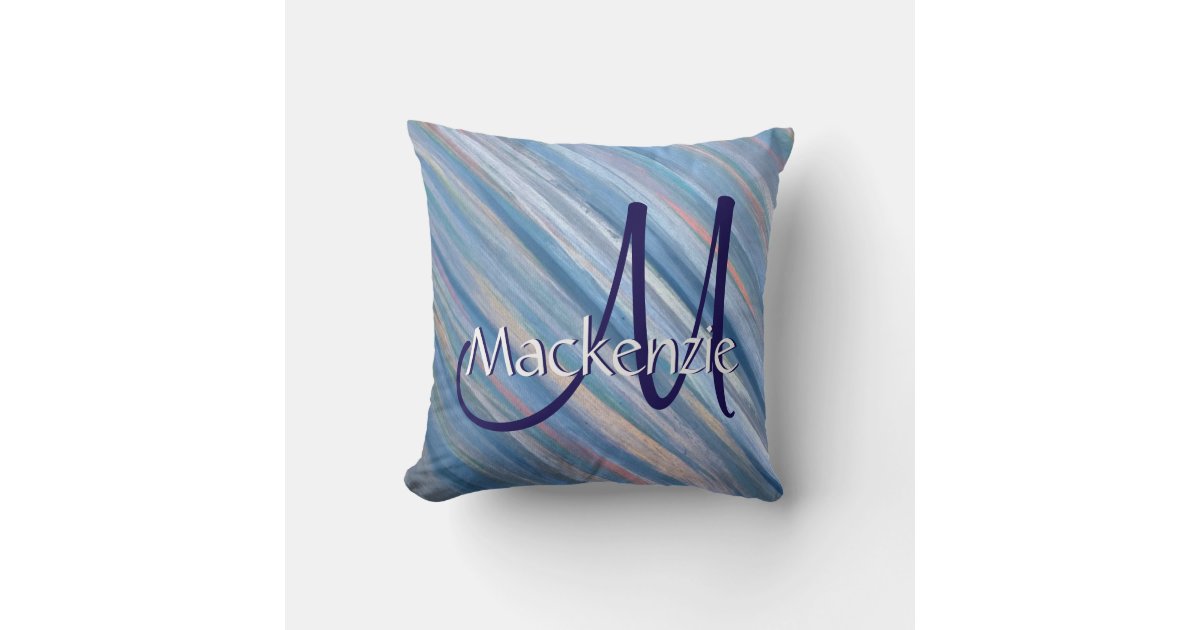 Ice-Blue Decor | Cool Icy Silver Peach Brushstroke Throw Pillow | Zazzle