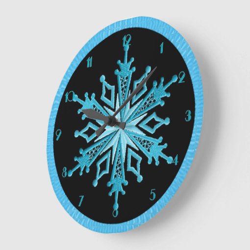 Ice Blue Snowflake Wall Clock | Zazzle