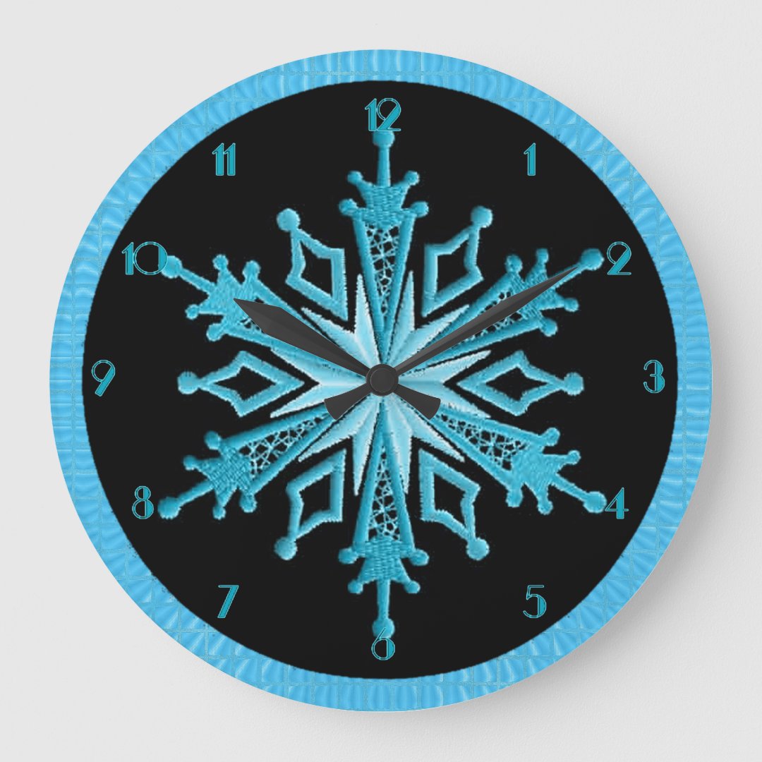 Ice Blue Snowflake Wall Clock | Zazzle