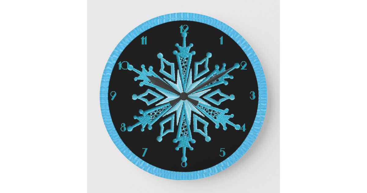 Ice Blue Snowflake Wall Clock | Zazzle