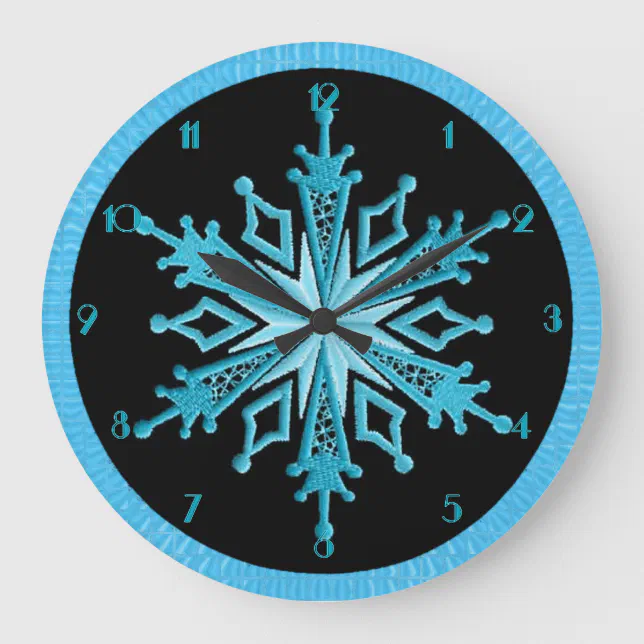 Ice Blue Snowflake Wall Clock | Zazzle