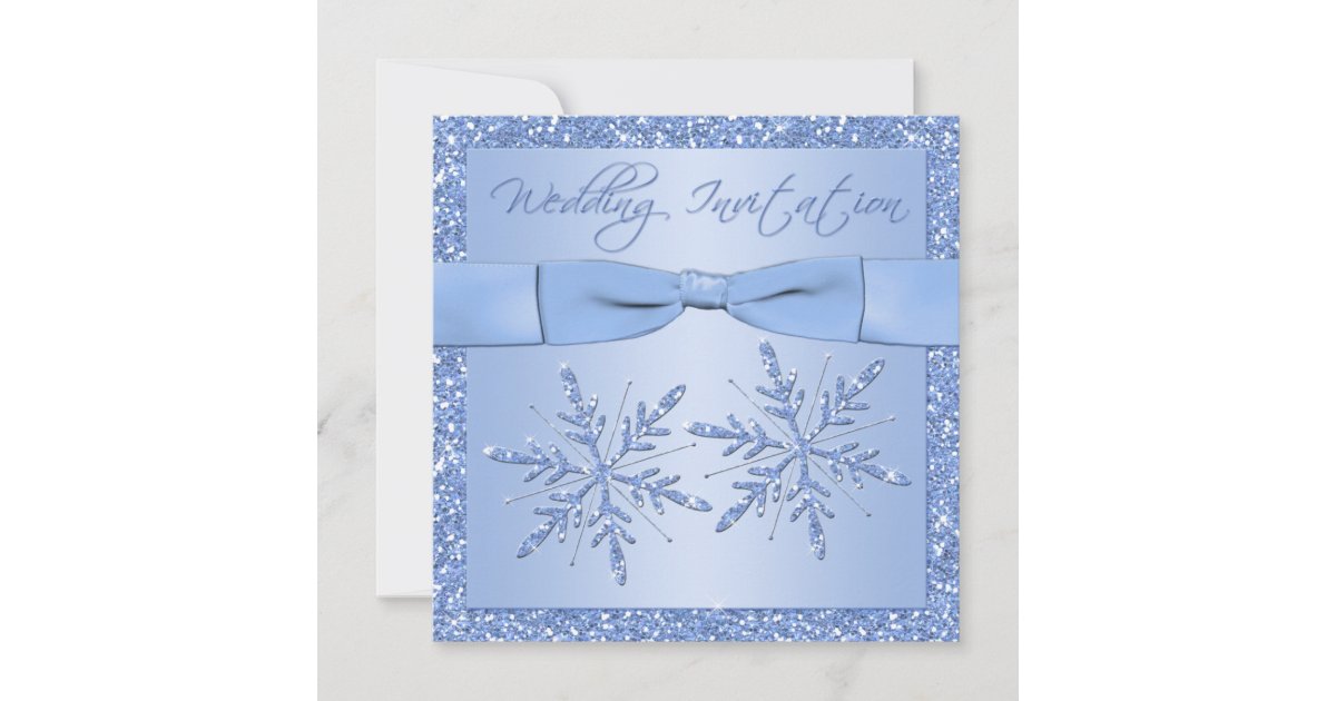 Ice Blue Snowflakes Square Wedding Invitation | Zazzle