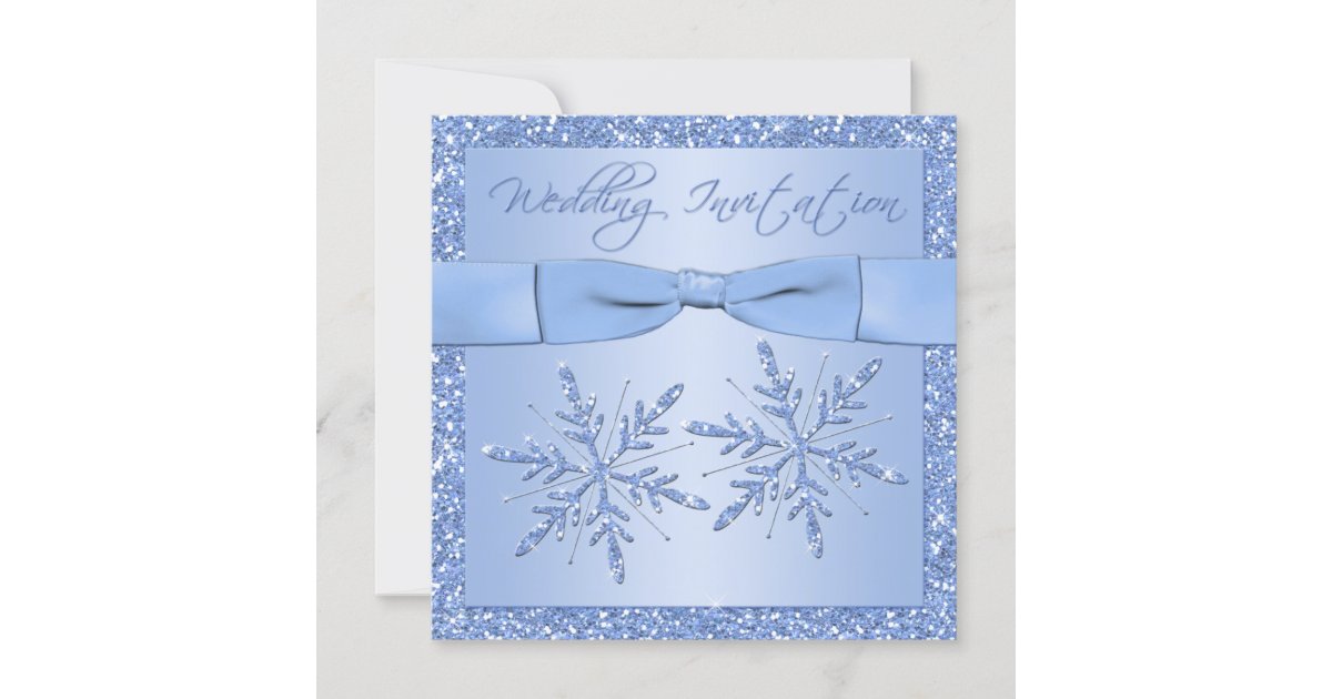 Ice Blue Snowflakes Square Wedding Invitation | Zazzle