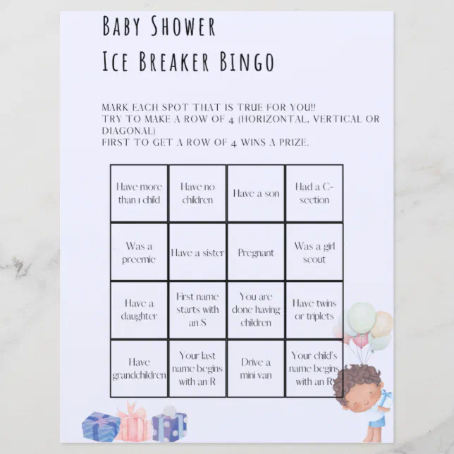 Ice Breaker Baby Shower Game | Zazzle