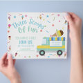 Ice Cream 3RD Third Birthday Sibling Triplets Sign Flyer | Zazzle