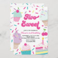 Ice Cream and Cake Two Sweet 2nd Birthday Invitation | Zazzle