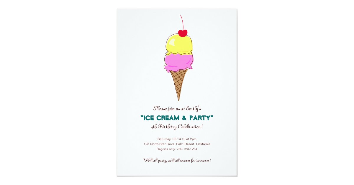 Ice Cream and Party Invitations | Zazzle.com