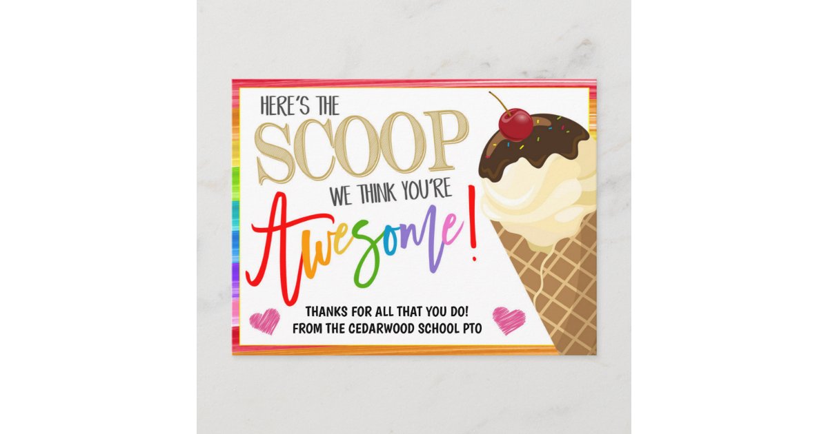 ice cream appreciation thank you card | Zazzle