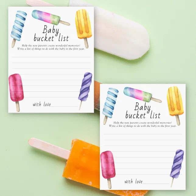 Ice cream baby shower - Baby bucket list game | Zazzle