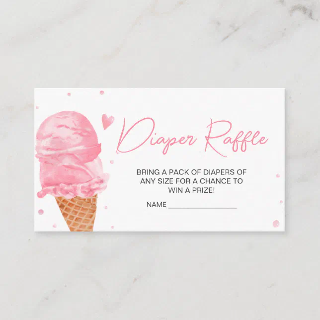 Ice Cream Baby Shower Diaper Raffle Enclosure Card | Zazzle