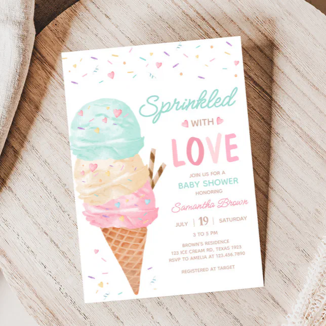 Ice Cream Baby Shower Invitation | Zazzle