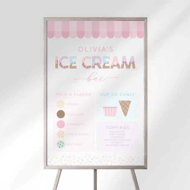 Ice Cream Bar Menu Foam Board | Zazzle