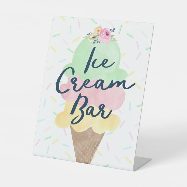 Ice Cream Bar Pedestal Sign | Zazzle