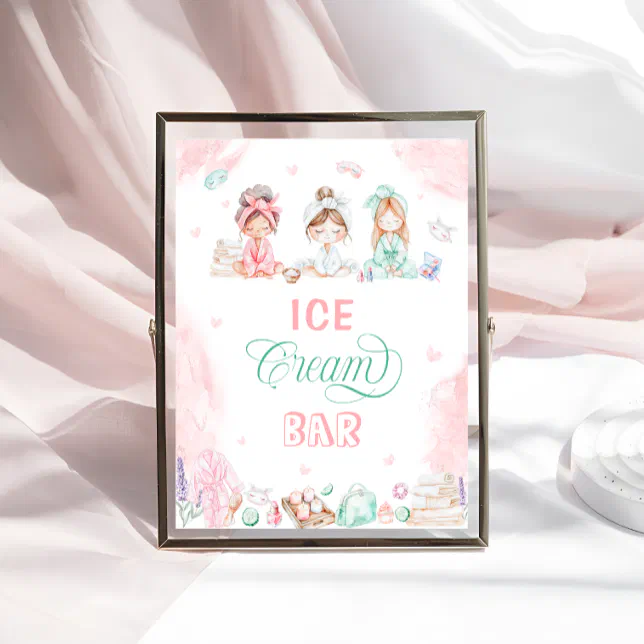 Ice Cream Bar Spa Birthday Party Poster | Zazzle