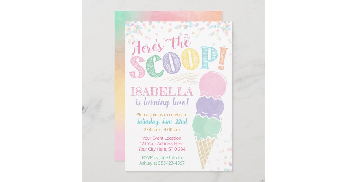 Ice Cream Birthday Invitation | Zazzle