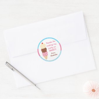 Ice Cream Birthday Party Sticker | Zazzle