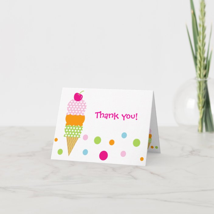 Ice Cream Birthday Party Thank you note card | Zazzle.com