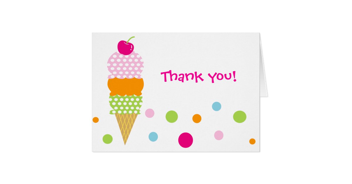 Ice Cream Birthday Party Thank you note card | Zazzle.com