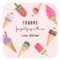 Ice Cream Blue Pink Popsicle Colorful Thank You Square Sticker | Zazzle