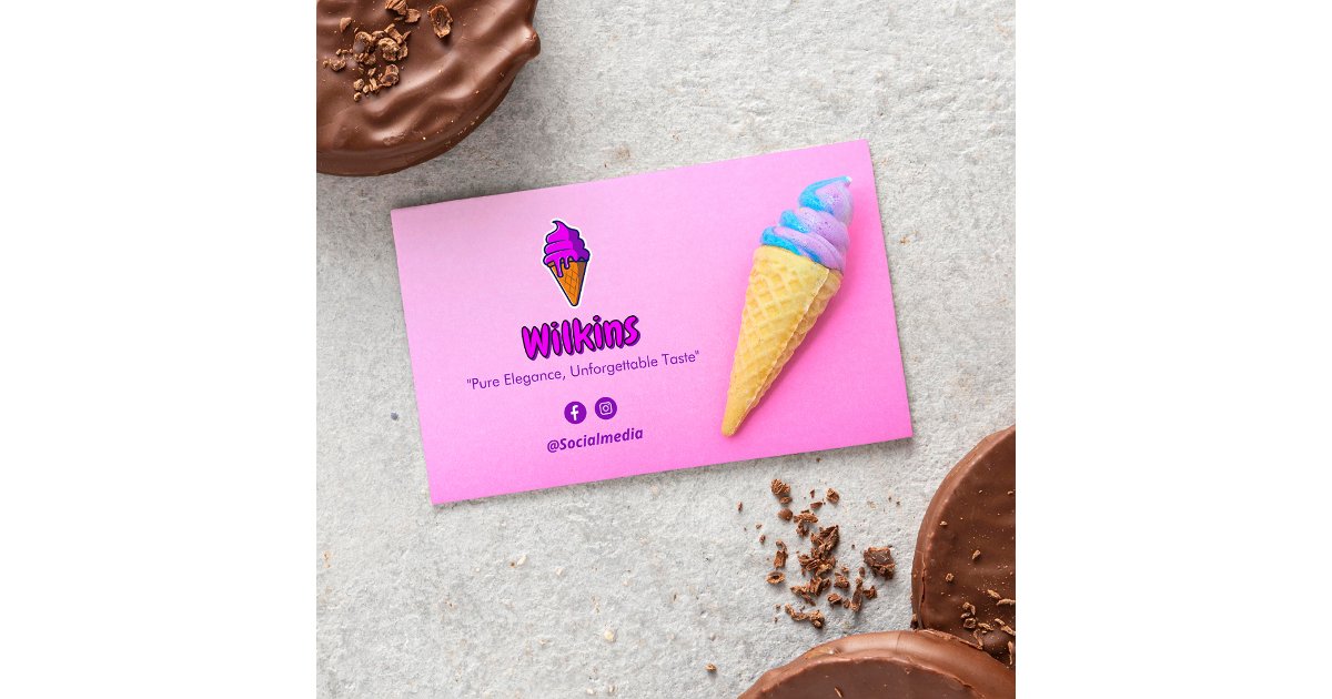 Ice Cream Business | Pink Cute Barcode Business Card | Zazzle