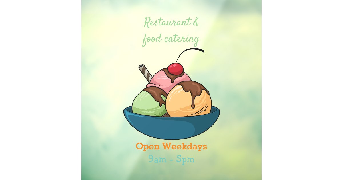 Ice cream cartoon illustration window cling | Zazzle