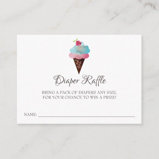 Ice Cream Cone Baby Shower Diaper Raffle Ticket Enclosure Card | Zazzle.com