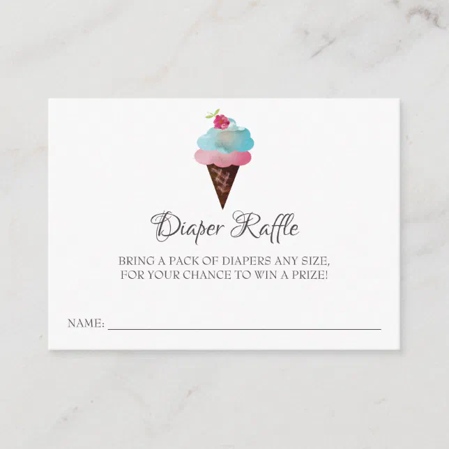 Ice Cream Cone Baby Shower Diaper Raffle Ticket Enclosure Card | Zazzle