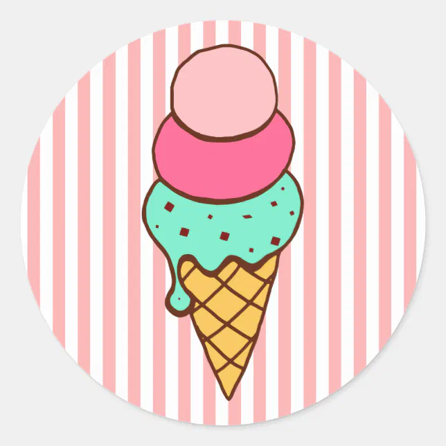 Ice Cream Cone Birthday Party Stickers | Zazzle