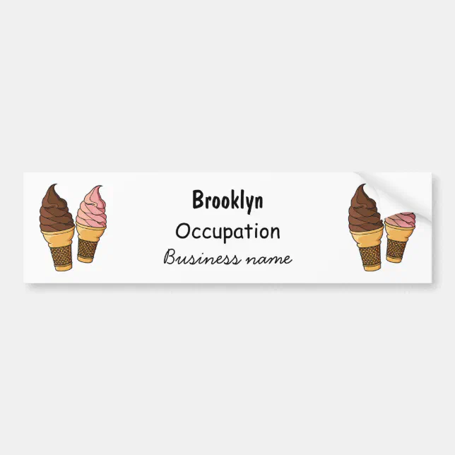 Ice cream cone cartoon illustration bumper sticker | Zazzle
