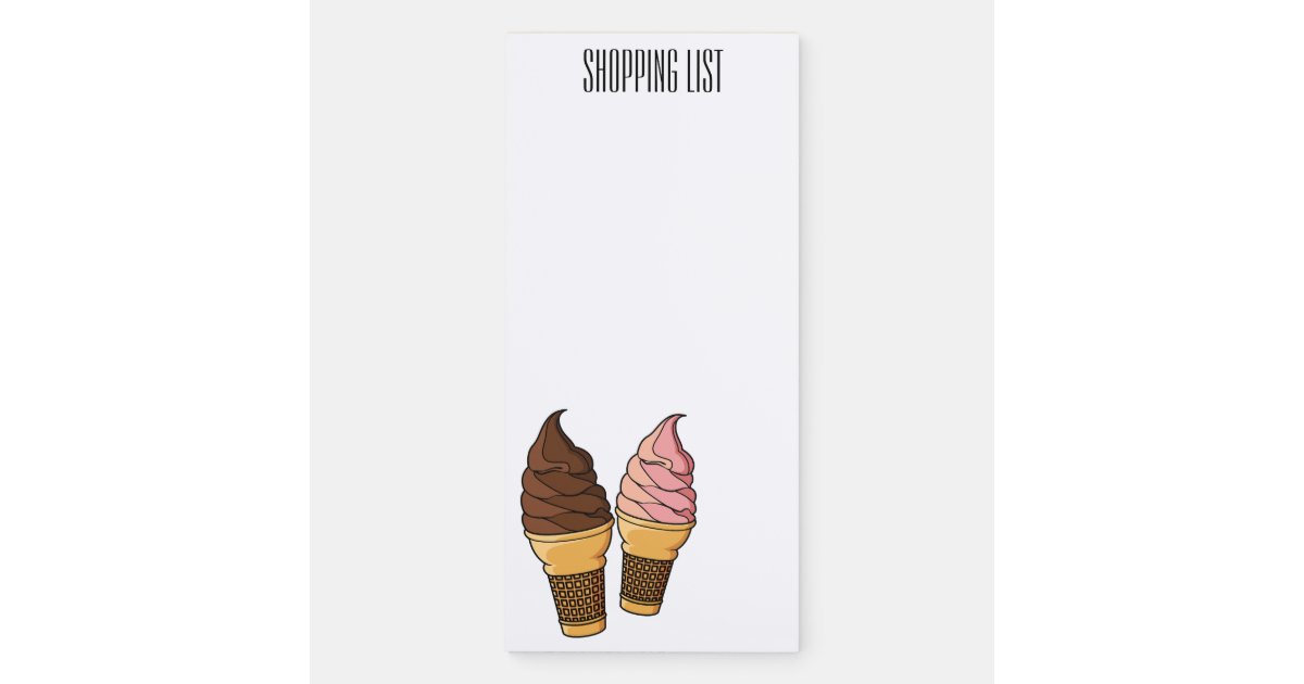 Ice cream cone cartoon illustration magnetic notepad | Zazzle