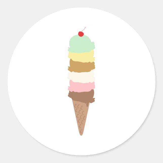 Ice Cream Cone Classic Round Sticker | Zazzle