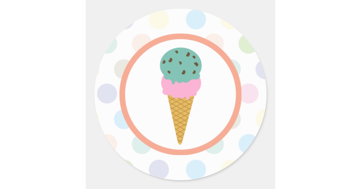 Ice Cream Cone Classic Round Sticker | Zazzle