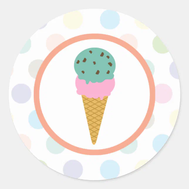 Ice Cream Cone Classic Round Sticker | Zazzle