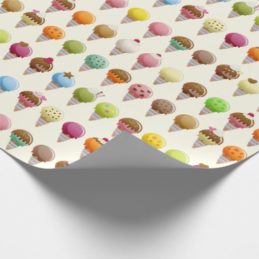 Ice Cream Cone Flavors Pattern Wrapping Paper | Zazzle