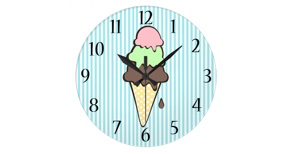 Ice Cream Cone Large Clock | Zazzle