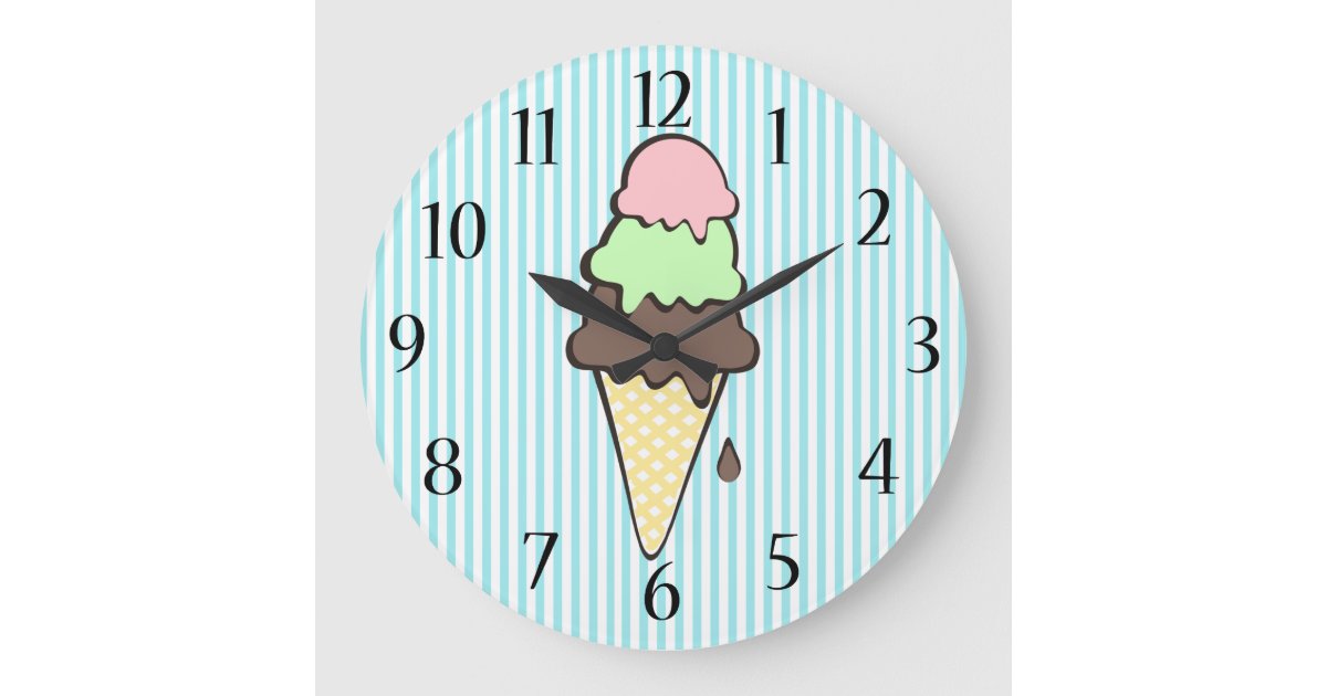 Ice Cream Cone Large Clock | Zazzle